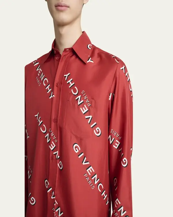 Givenchy Diagonal-logo Silk Shirt