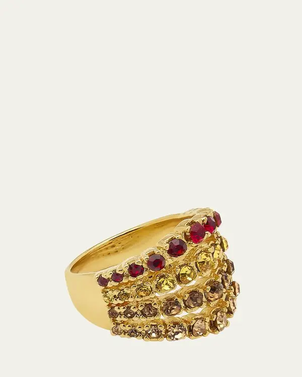 Oscar De La Renta Round Rhinestone Statement Ring - Yg