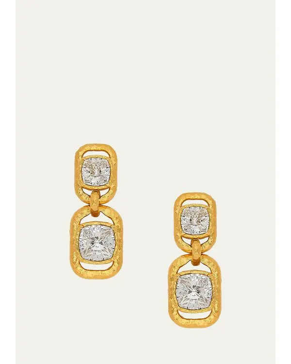 Oscar De La Renta Rectangle Double Drop Earrings - Crystal