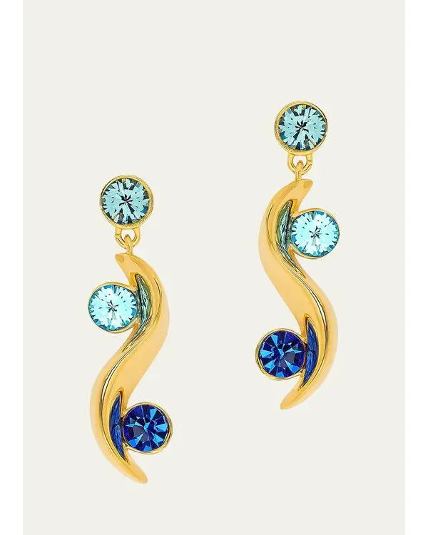 Oscar De La Renta Crystal Wave Drop Earrings - Blue Multi