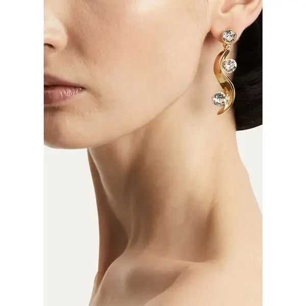 Oscar De La Renta Crystal Wave Drop Earrings - Blue Multi