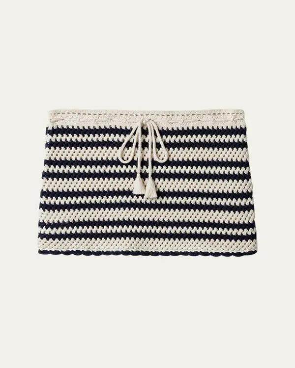 Miu Miu Striped Crochet Mini Skirt - Naturale/blu