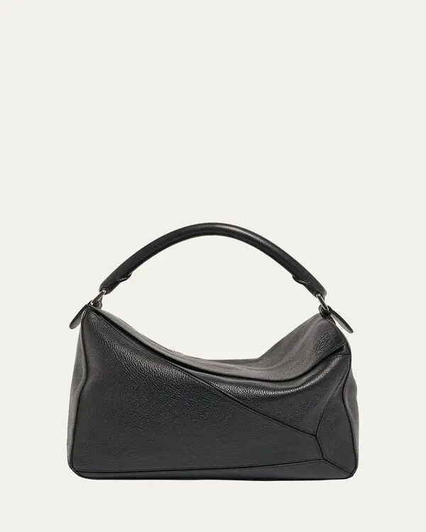 Loewe Large Leather Puzzle Crossbody Bag - Black