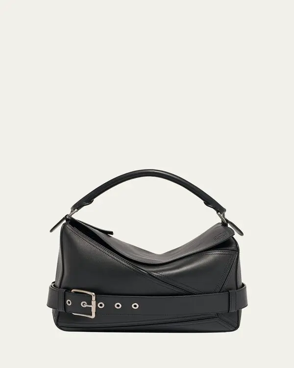 Loewe Large Leather Biker Puzzle Shoulder Bag - Black