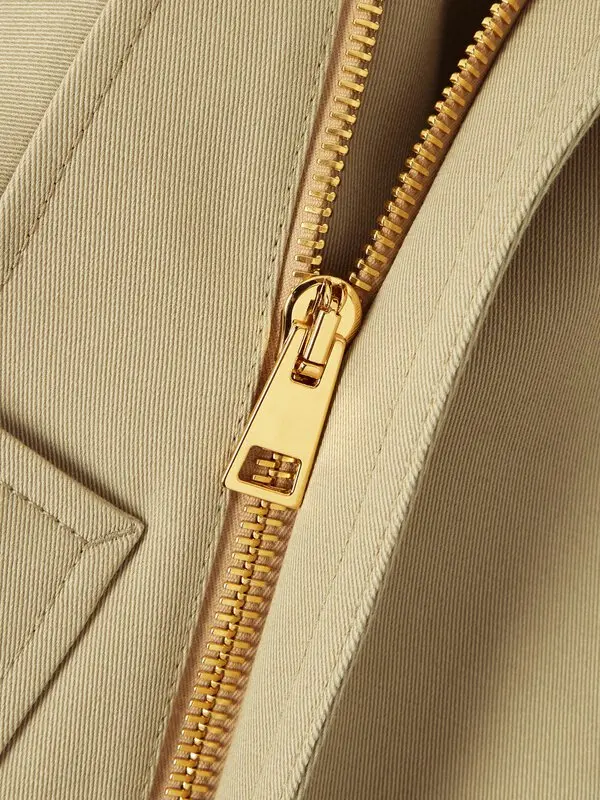 Givenchy Cropped Leather-trimmed Twill Jacket - Neutrals