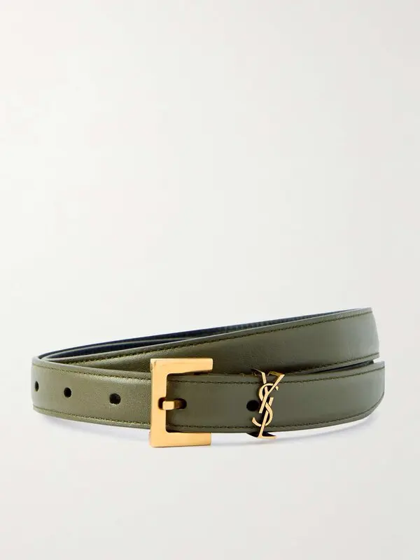 Saint Laurent Leather Belt - Army Green