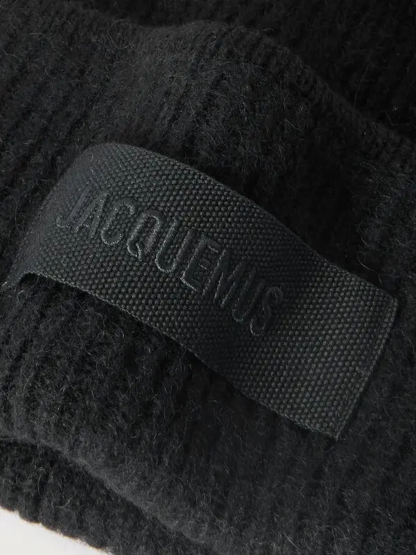 Jacquemus Le Bonnet Ribbed-knit Beanie - Black