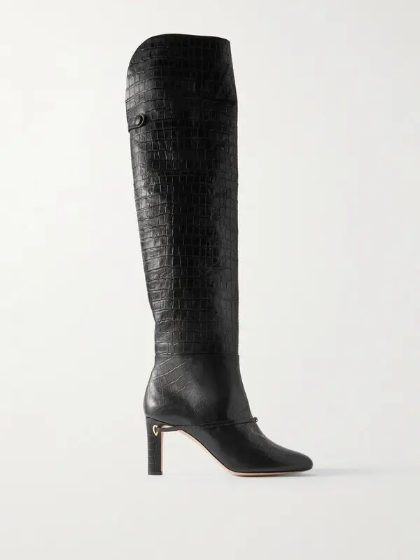 Jennifer Chamandi Samu Over-the-knee Croc-effect Leather Boots