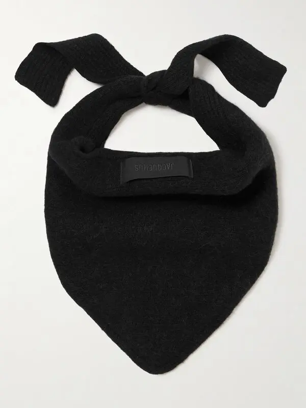 Jacquemus Logo-appliquéd Brushed-knit Scarf - Black