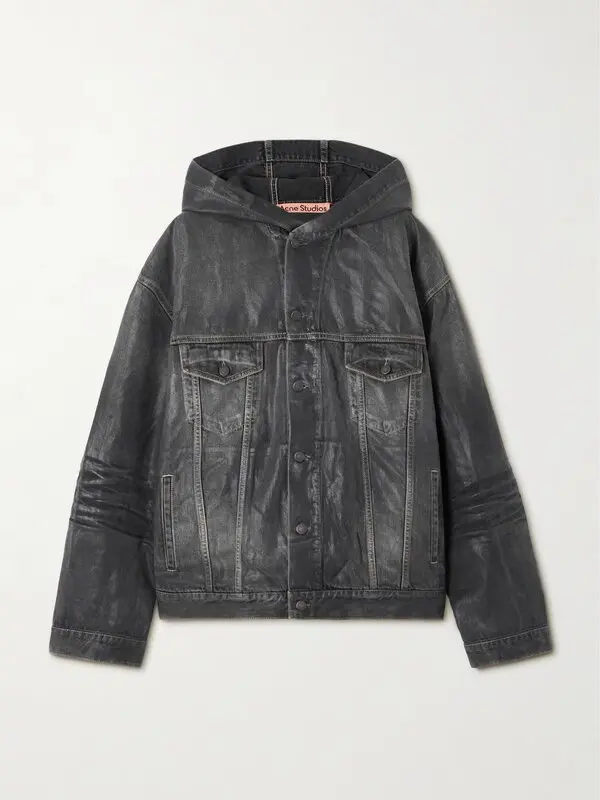 Acne Studios Hooded Coated Organic Denim Trucker Jacket