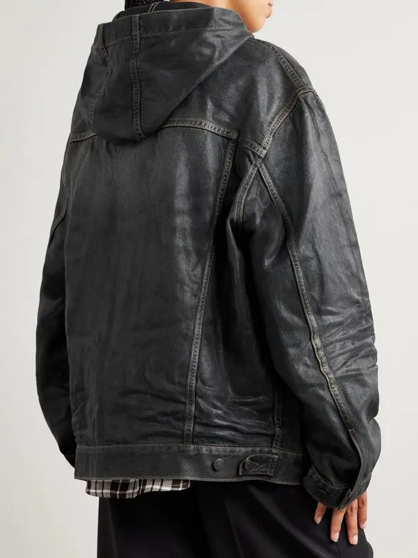 Acne Studios Hooded Coated Organic Denim Trucker Jacket