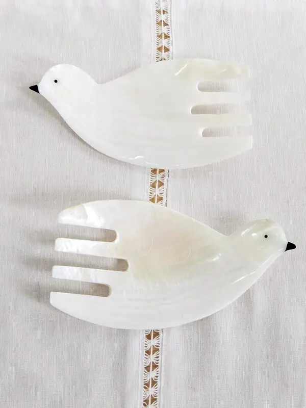 GOHAR WORLD Dove Mother-of-pearl Salad Servers - Neutrals