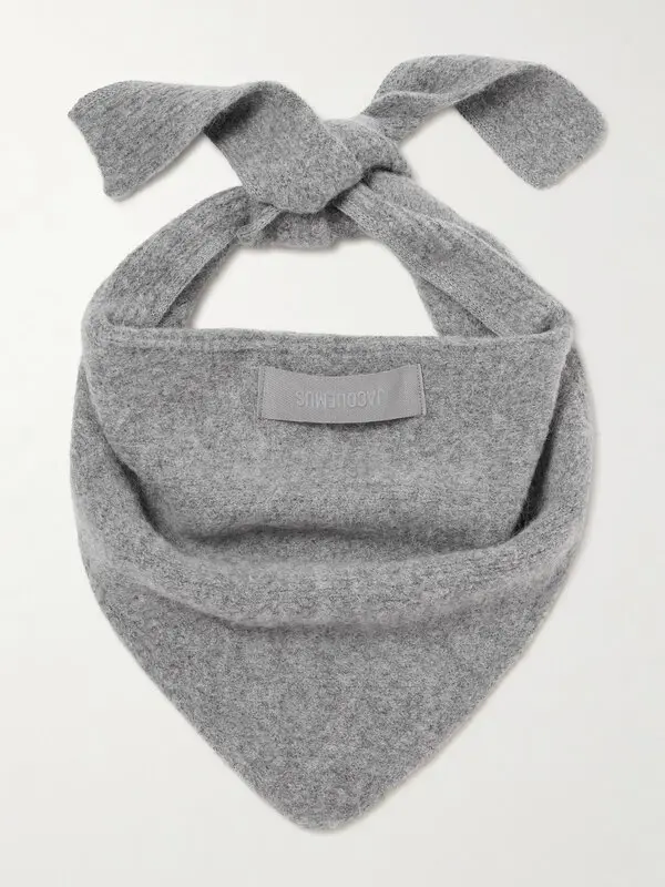 Jacquemus Appliquéd Brushed Knitted Scarf - Gray