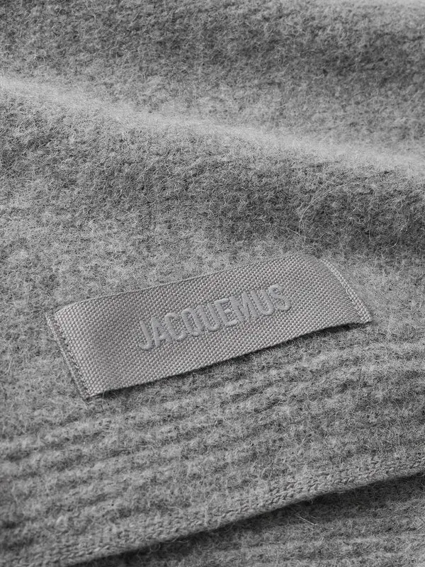 Jacquemus Appliquéd Brushed Knitted Scarf - Gray