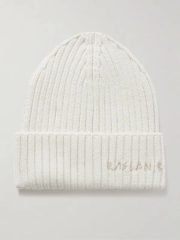 Ruslan Baginskiy Embroidered Ribbed Wool-blend Beanie - Cream