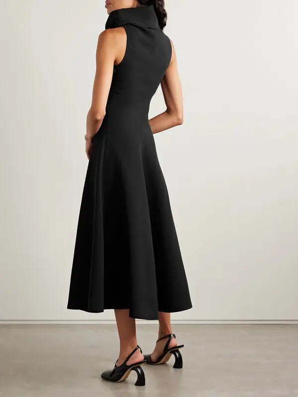 Jacquemus Draped Crepe Midi Dress - Black