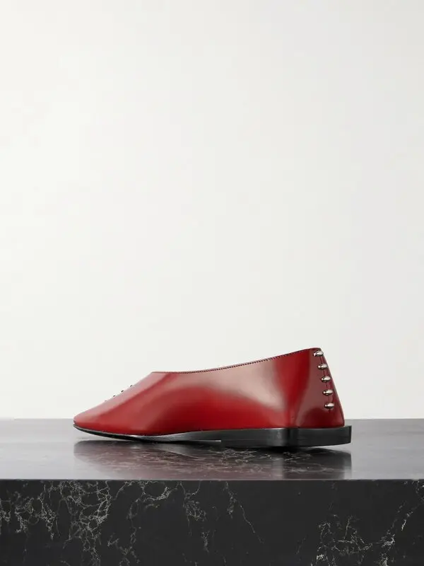 JIL SANDER Studded Leather Ballet Flats - Red
