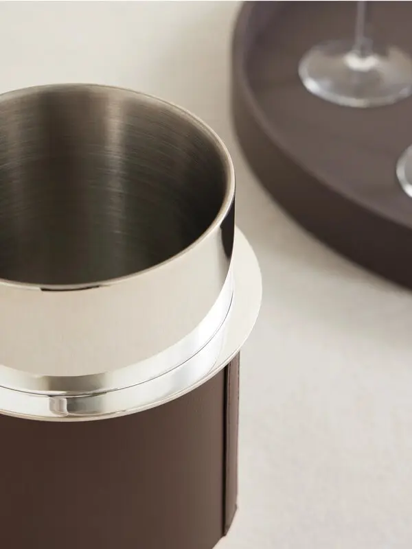 Brunello Cucinelli Leather-trimmed Silver-plated Wine Cooler