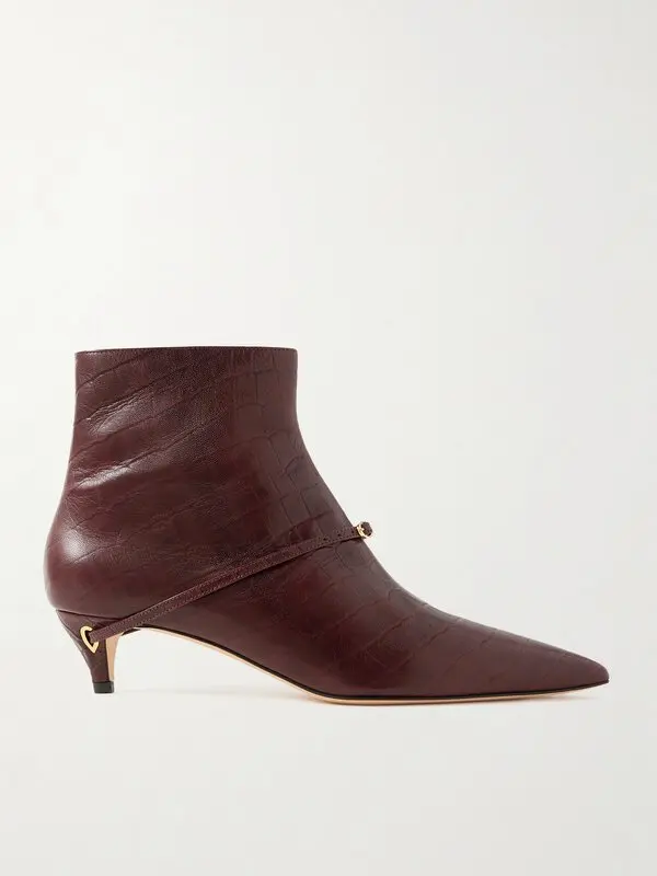 Jennifer Chamandi Rocco 45 Croc-effect Leather Ankle Boots