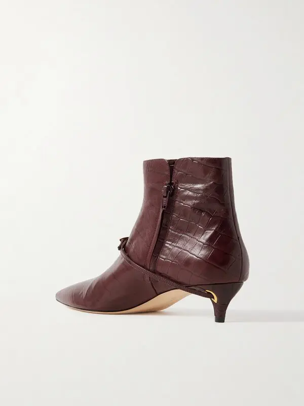 Jennifer Chamandi Rocco 45 Croc-effect Leather Ankle Boots