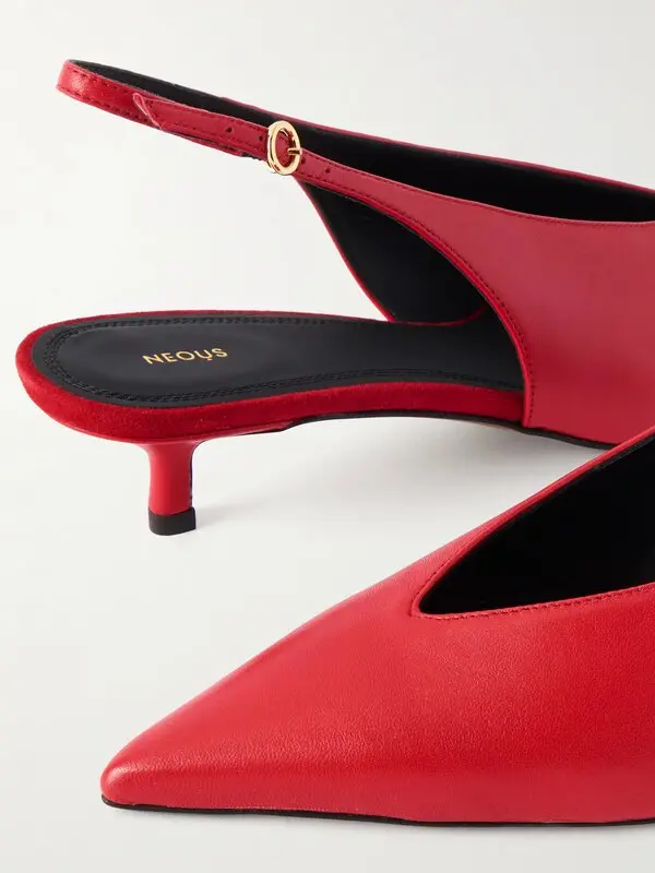 NEOUS Diske Leather Slingback Pumps - Red