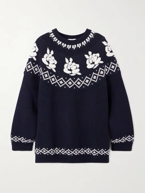Magda Butrym Intarsia-knit Wool Sweater - Blue