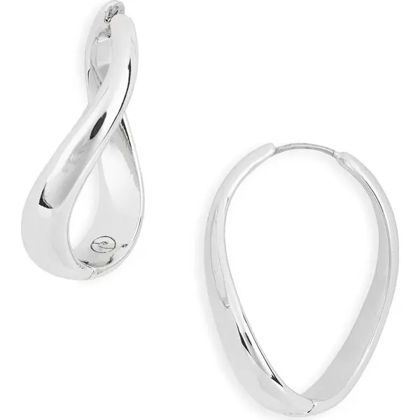 Ettika Twisted Oval Hoop Earrings - Silver
