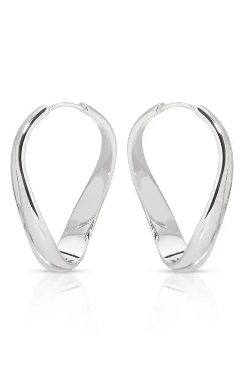 Ettika Twisted Oval Hoop Earrings - Silver