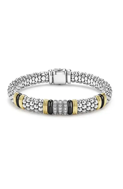 Lagos Diamond & Ceramic Bracelet - Two Tone