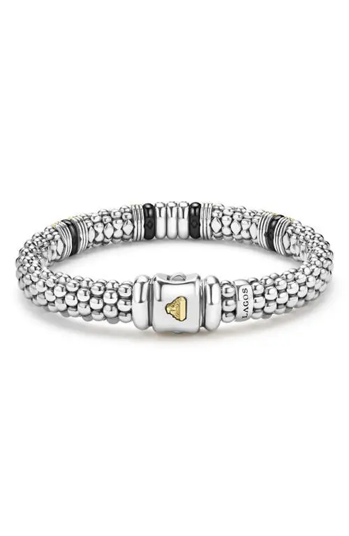 Lagos Two-tone Ceramic Diamond Station Bracelet - Two Tone