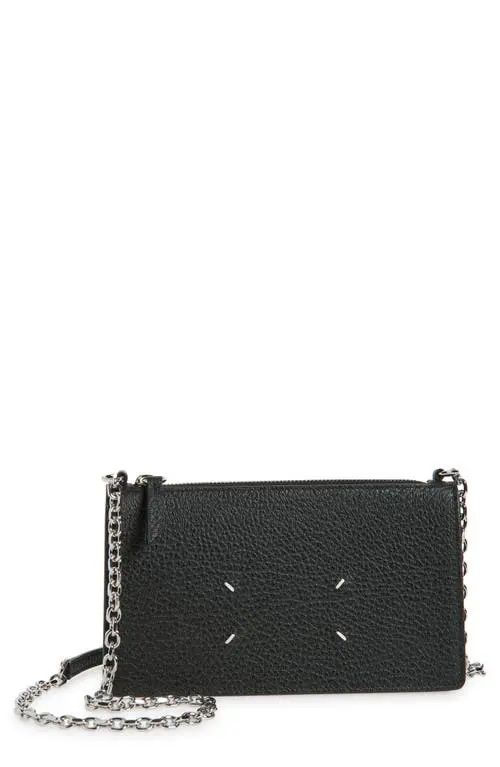 MAISON MARGIELA Grained Leather Wallet On A Chain - Black