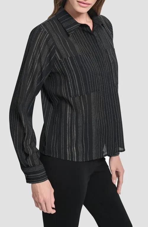 Dkny Studded Chiffon Button-up Shirt