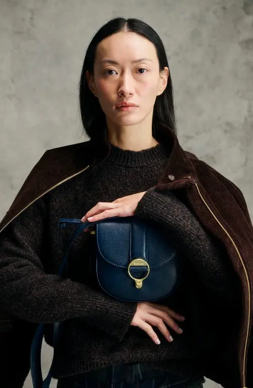 Barbour Elm Leather Crossbody Bag - Navy
