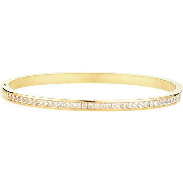 Nordstrom Cubic Zirconia Hinge Bangle - Clear- Gold