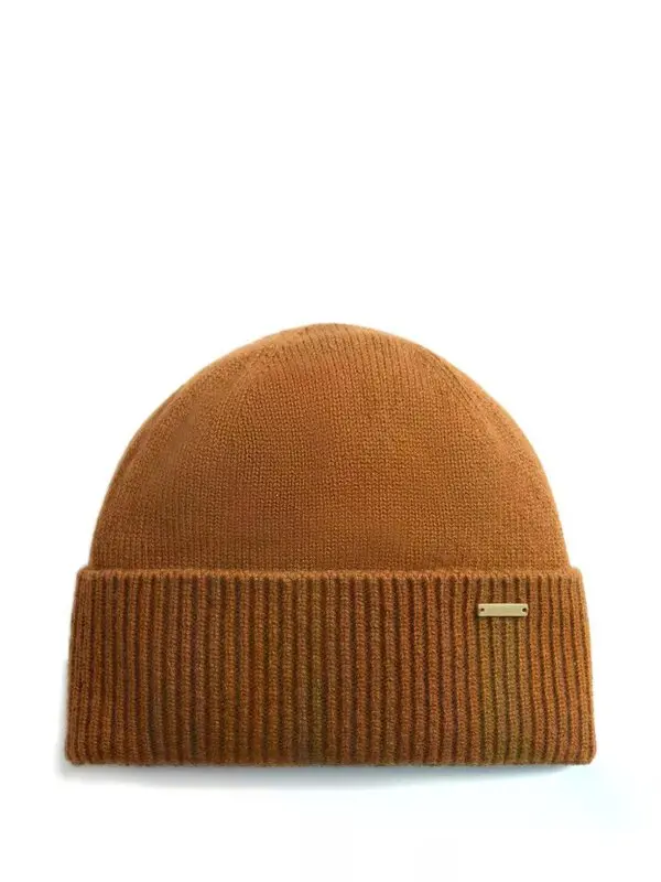 Woolrich Ribbed Cashmere Beanie - Brown