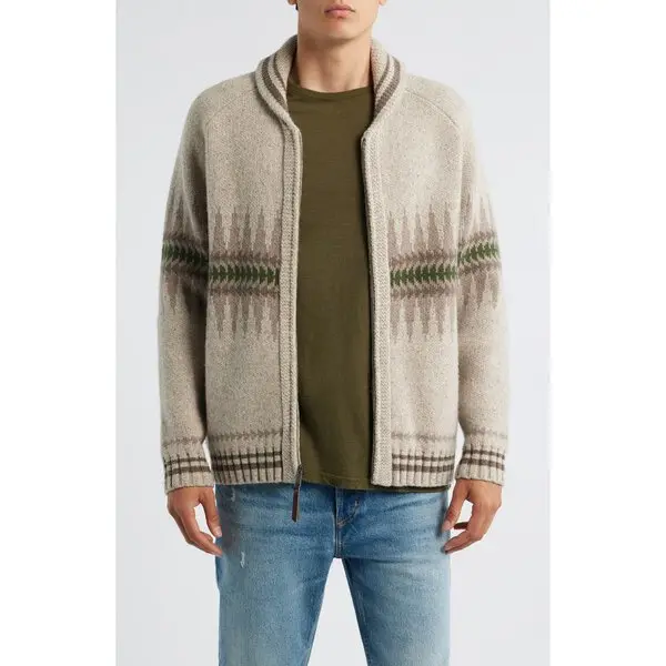 Pendleton Sawtooth Buck Lambswool Blend Zip Cardigan