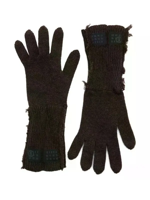 MAISON MARGIELA Ribbed-knit Gloves - Brown
