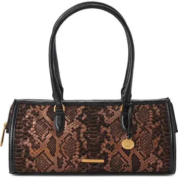Brahmin Croc-embossed Leather Satchel - Bronze Captivate