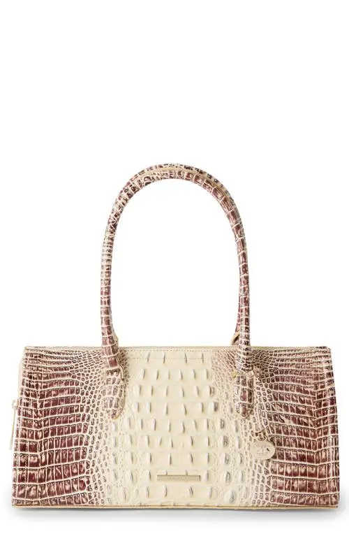 Brahmin Croc-embossed Leather Satchel - Ginger