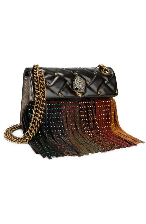 Kurt Geiger Mini Kensington Fringe Convertible Crossbody Bag - Open Brown