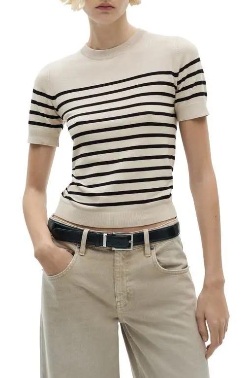 Mango Short Sleeve Sweater - Medium Brown