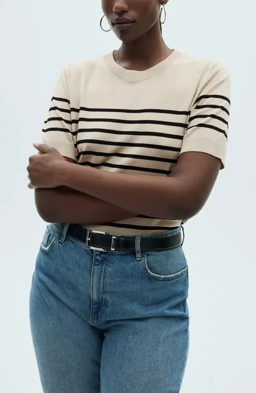 Mango Short Sleeve Sweater - Medium Brown