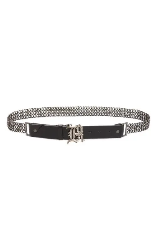 R13 Triple Chain Leather Belt - Black