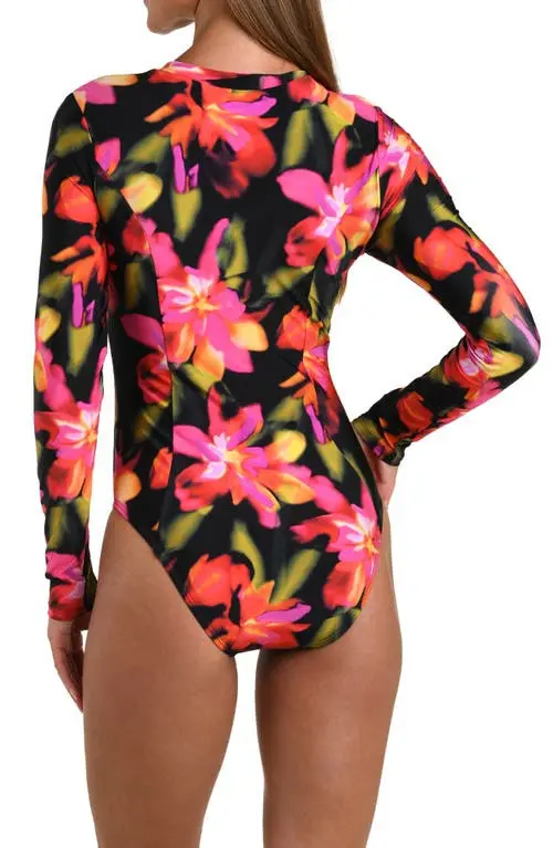 SUNSHINE 79 Floressence Long Sleeve One-piece Rashguard Swimsuit - Black Multi