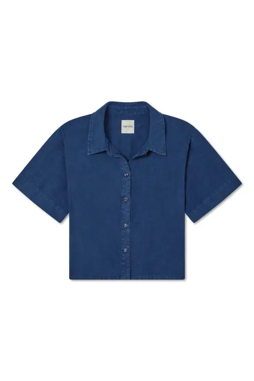 VIR VITA Anais Linen Shirt - Navy