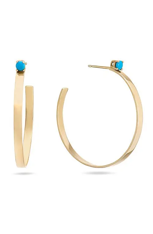 Lana Jewelry Sunrise 14k Gold And Turquoise Hoop Earrings - Yellow Gold