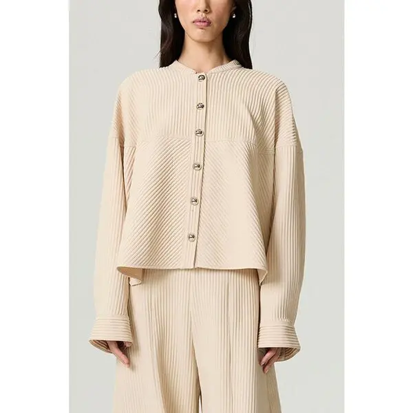 NOCTURNE Ribbed Detailed Jacket - Ivory