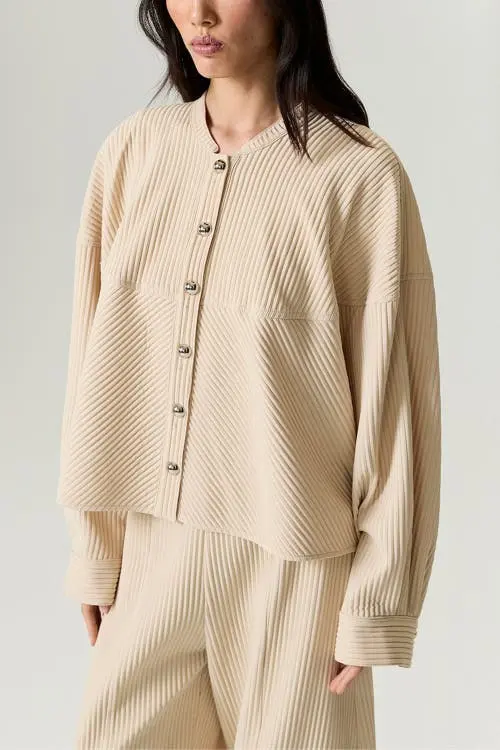 NOCTURNE Ribbed Detailed Jacket - Ivory