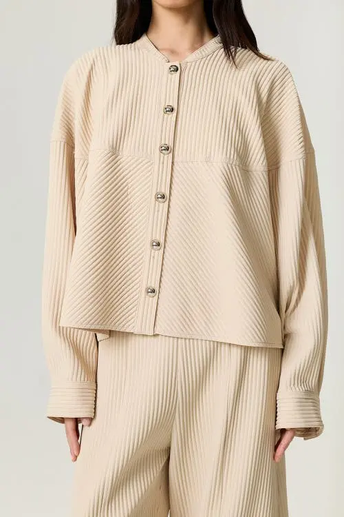 NOCTURNE Ribbed Detailed Jacket - Ivory