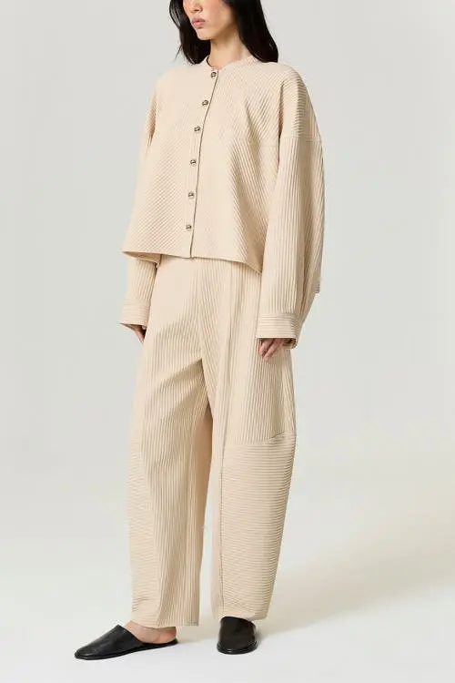 NOCTURNE Ribbed Detailed Jacket - Ivory